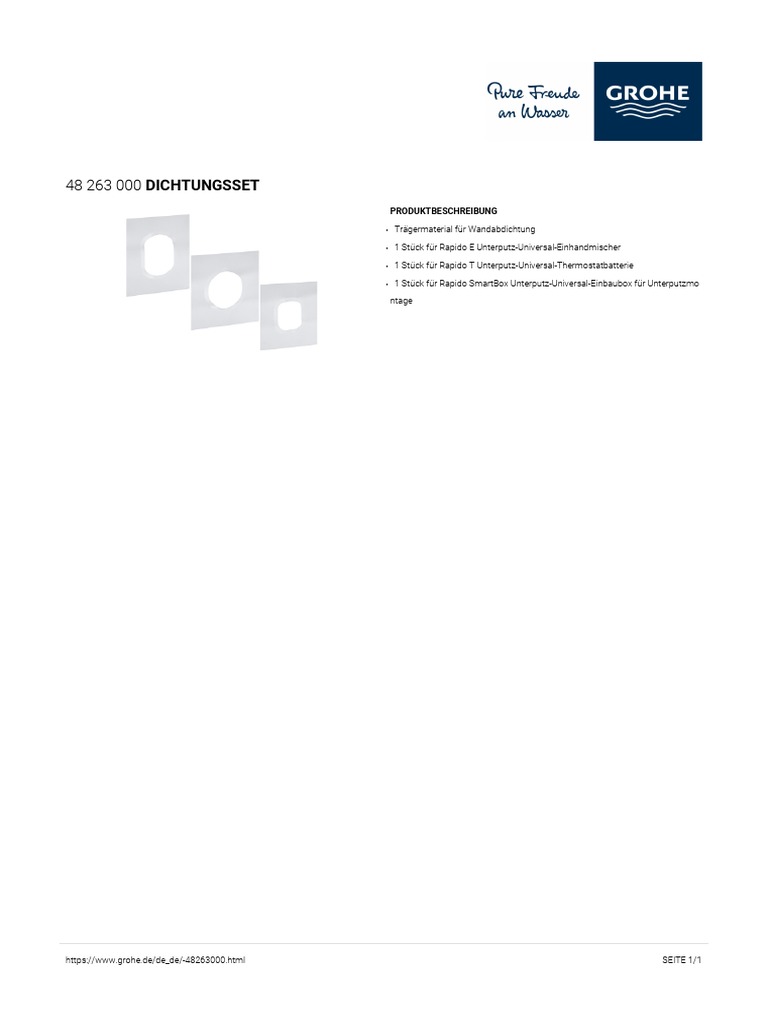 GROHE Specification Sheet 48263000 | PDF