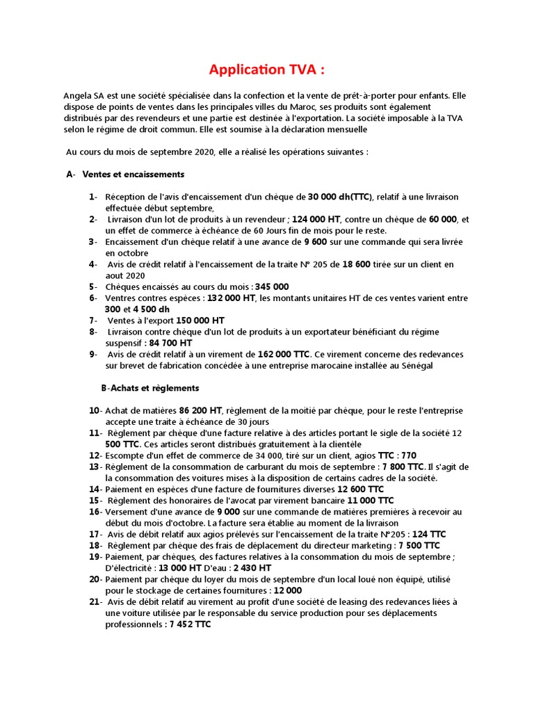 Déclaration TVA Septembre 2020 | PDF | Taxe sur la valeur ajoutée | Facture