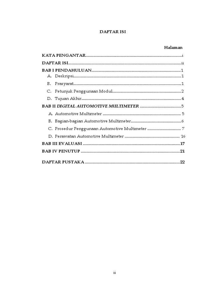 Daftar Isi Modul | PDF