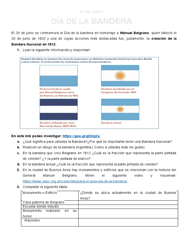 Actividades Día de la Bandera | PDF | Viajes y turismo | Arte