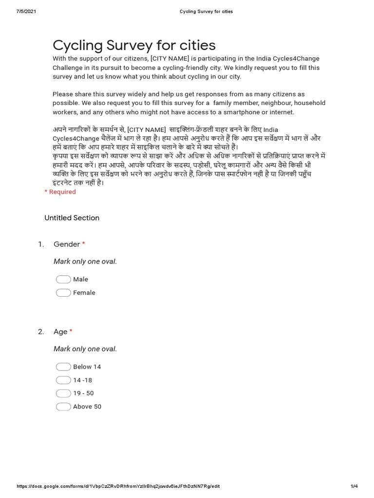 Cycling Survey for City Improvement | PDF | Road Transport | Land Transport