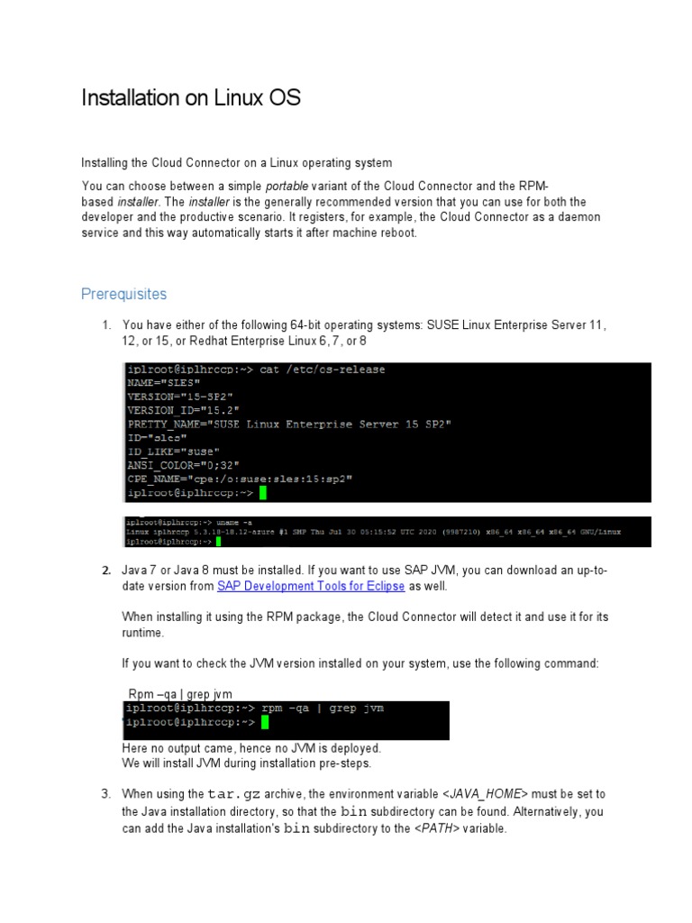 8000002080-Installation On Linux OS - Cloud Connector - PRD | PDF | Java Virtual Machine | Java ...
