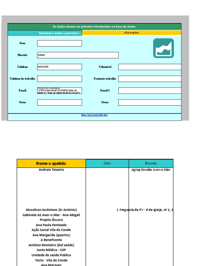 Planilha de Excel para Agenda Telefônica | PDF