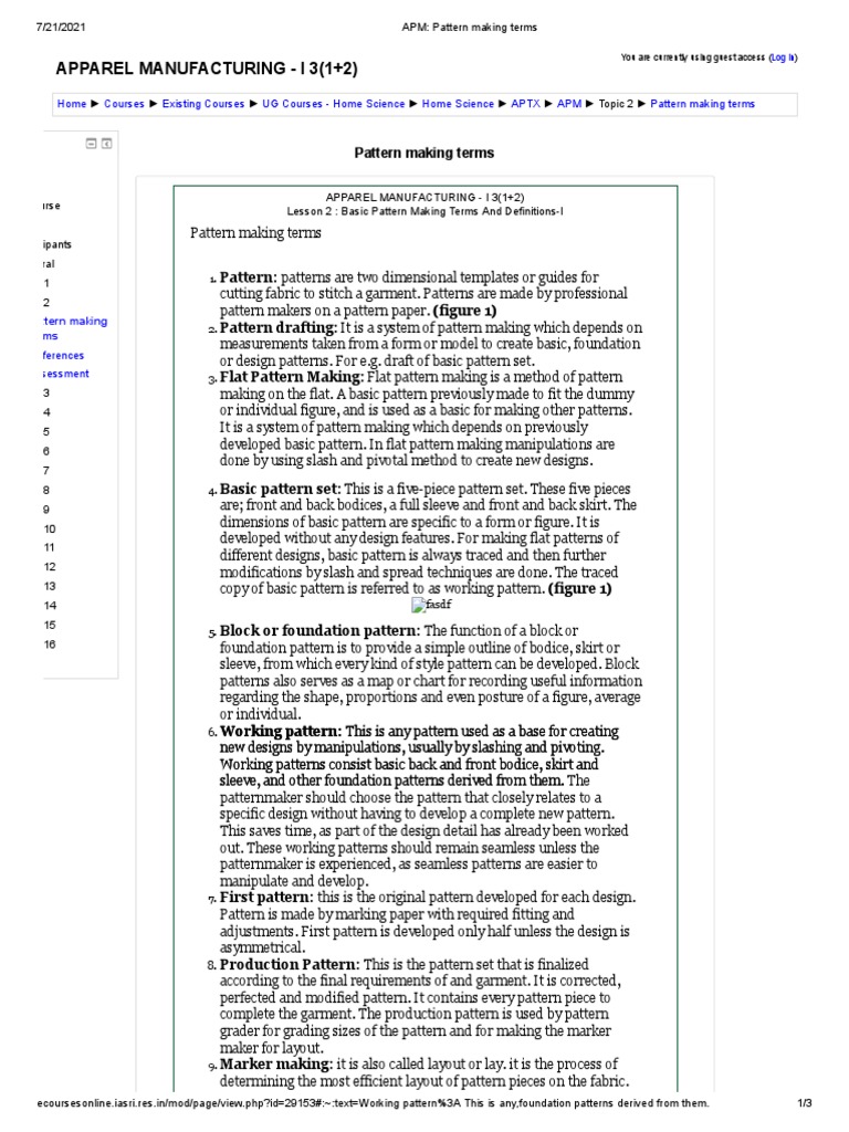 Pattern Making Terms Explained | PDF
