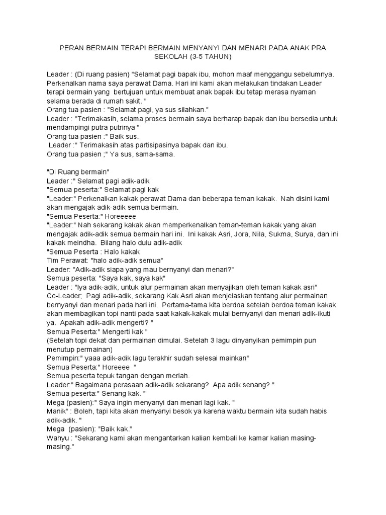 Terapi Bermain di Rumah Sakit | PDF