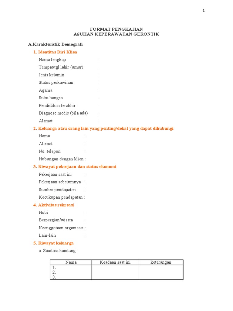 Format Askep Gerontik | PDF