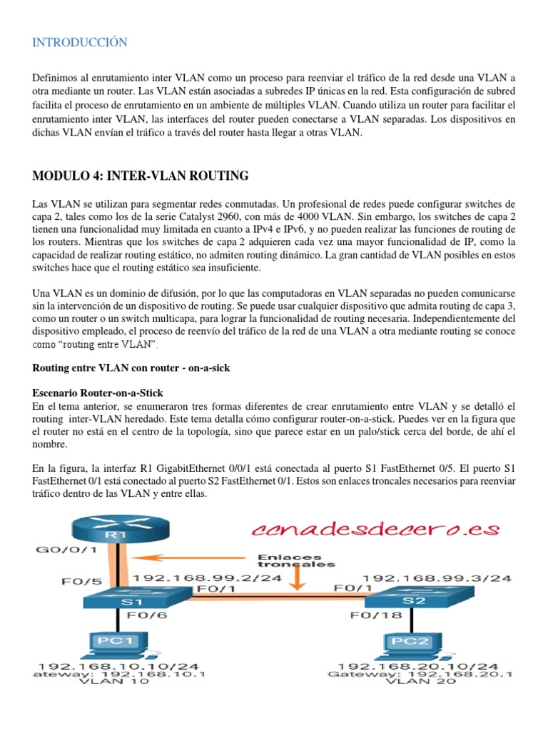 Modulo 4. Inter-Vlan Routing | PDF | Enrutador (Computación) | Conmutador de red