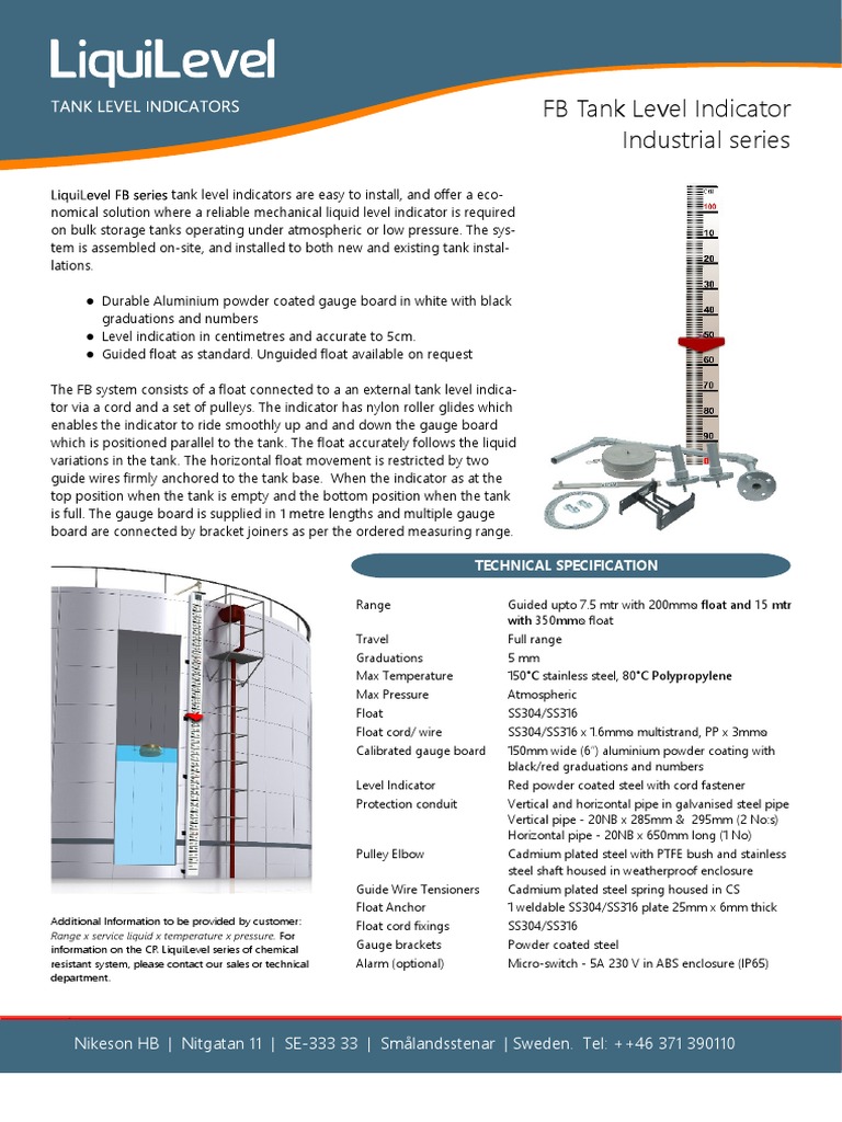 FB Tank Level Indicator Installation Guide | PDF | Stainless Steel ...