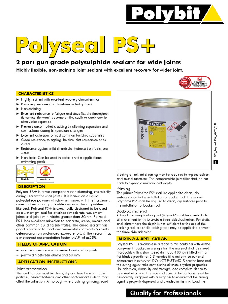 Polyseal PS+: 2 Part Gun Grade Polysulphide Sealant For Wide Joints ...