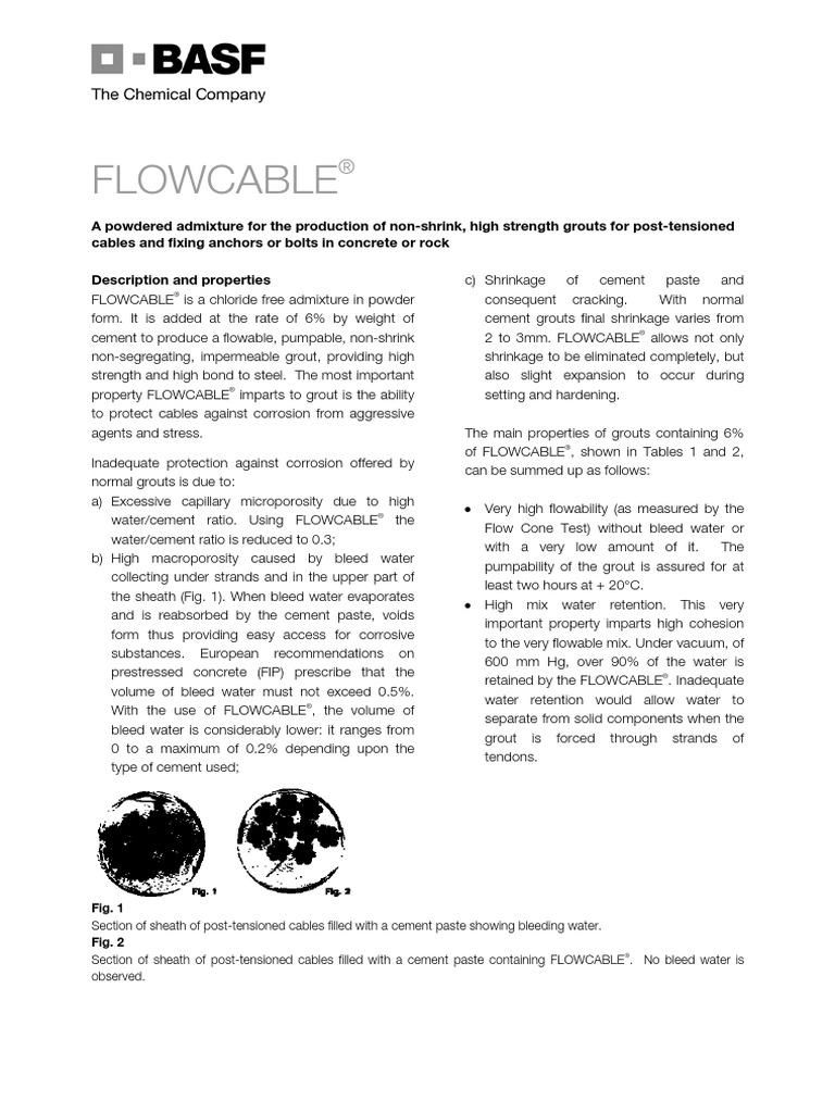04 - TDS Flowcable | PDF | Cement | Prestressed Concrete