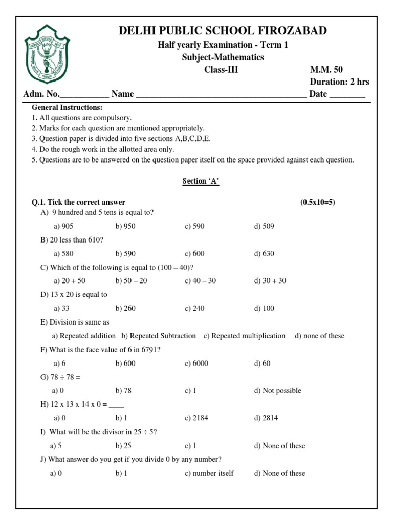 Class III - Maths | Download Free PDF | Arithmetic | Mathematics