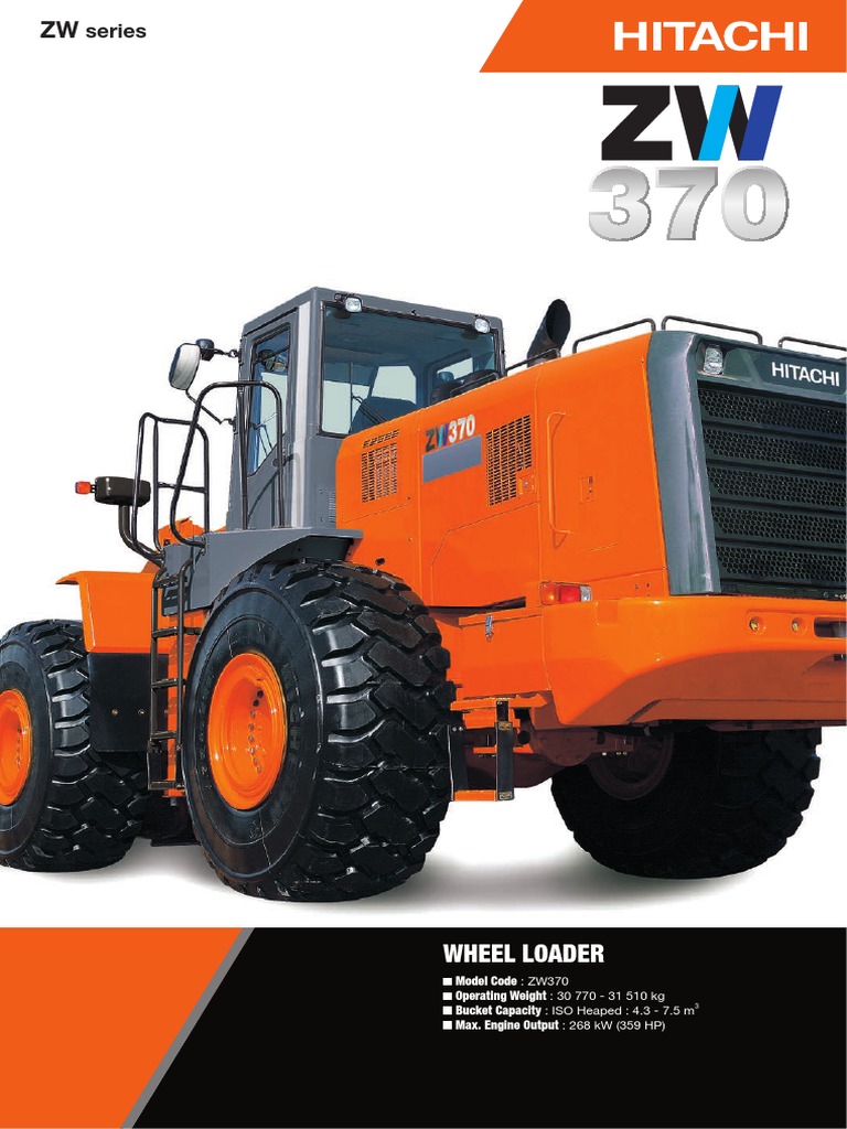 Tata Hitachi Zw370 1 Wheel Loader | PDF | Axle | Elevator