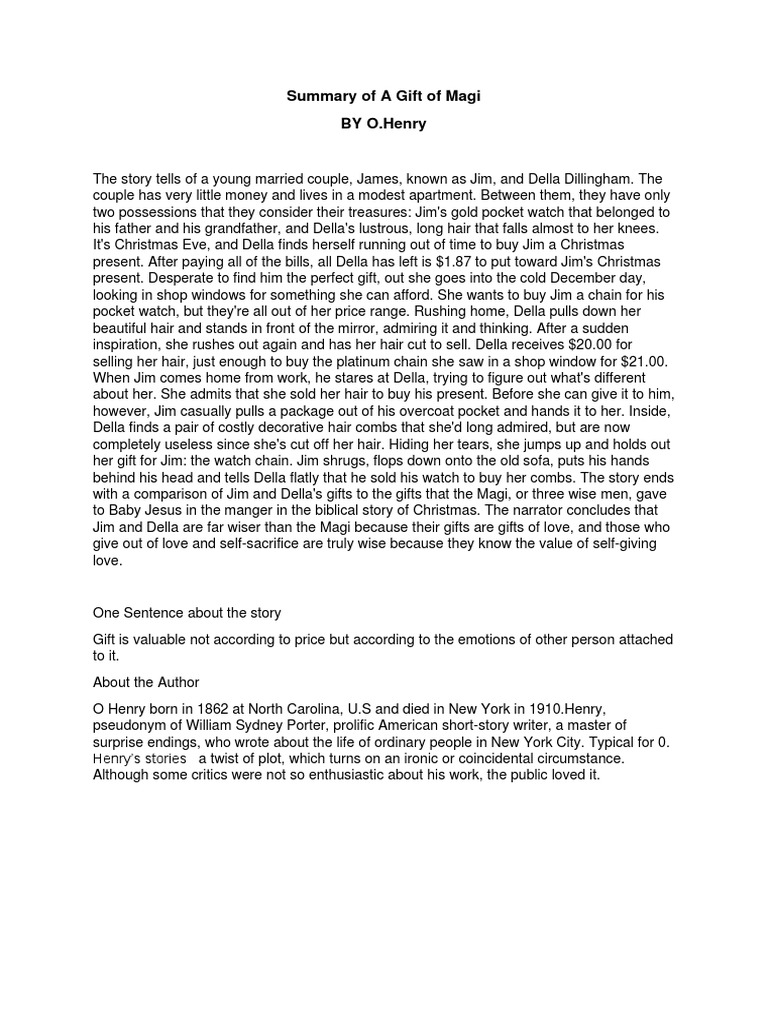 "Gift of the Magi" Summary | PDF | O. Henry | Biblical Magi