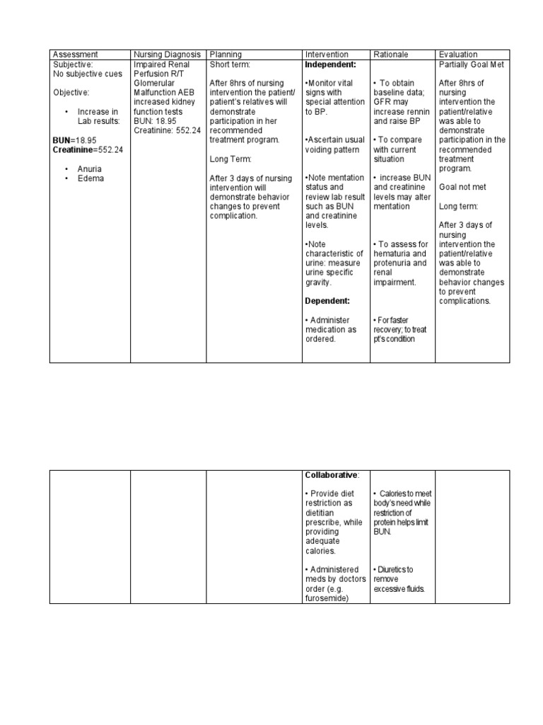 NCP CKD | PDF | Edema | Creatinine