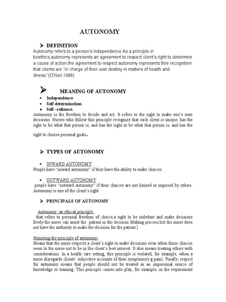 Autonomy | PDF | Autonomy | Nursing