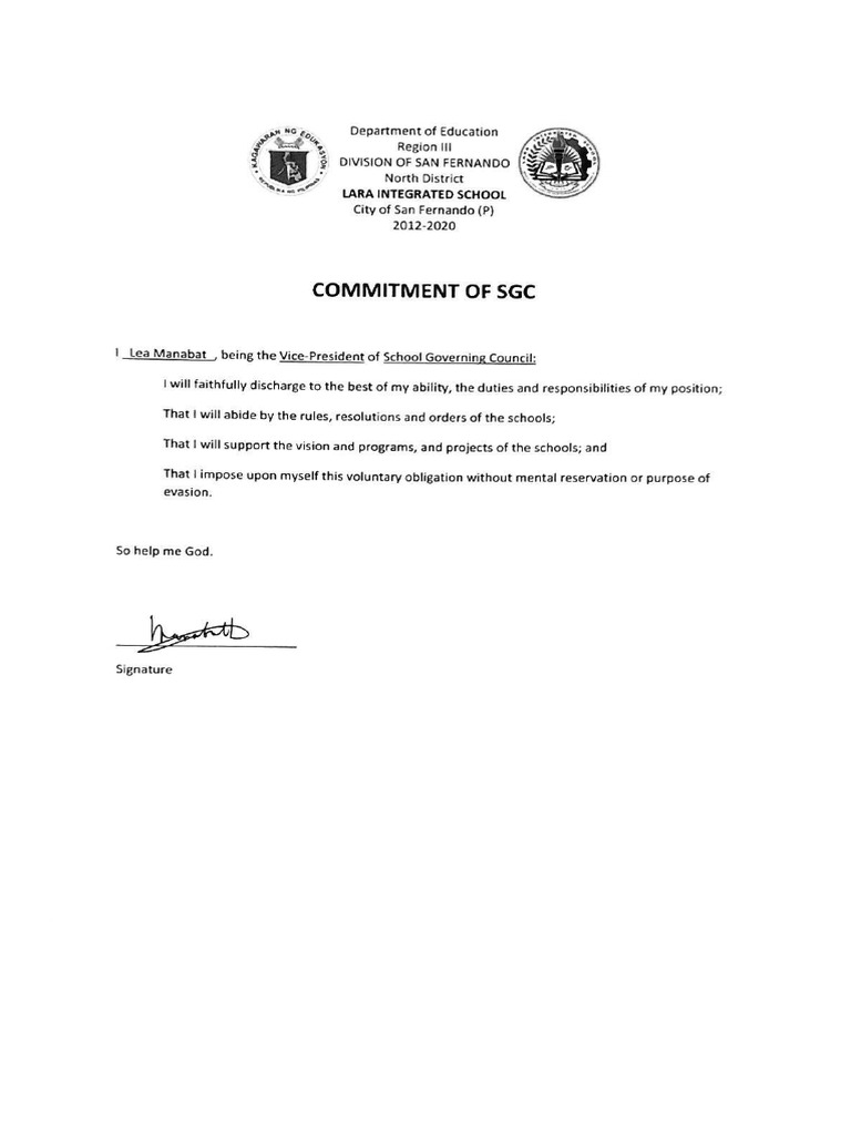 3.2 Organization of SGC-CI - Commitment Form | PDF