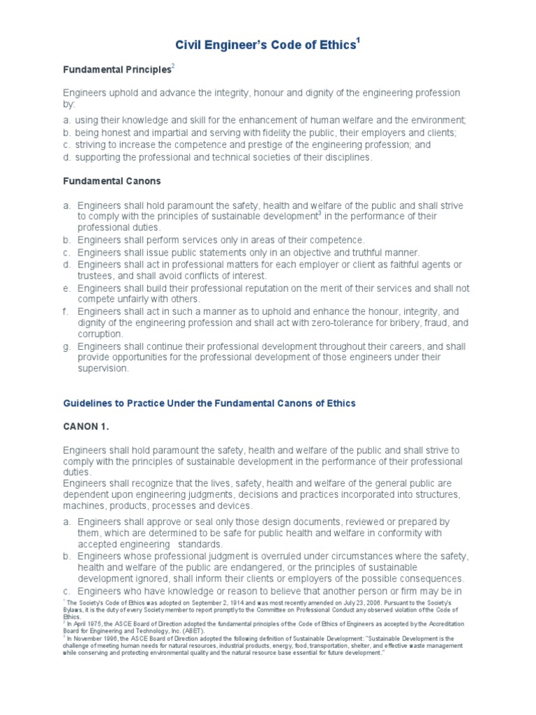 Civil Engineers' Code of Ethics Overview | PDF | Sustainable ...