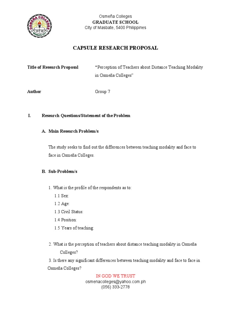 Group 7 Capsule Research Proposal FINAL | PDF | Educational Technology ...