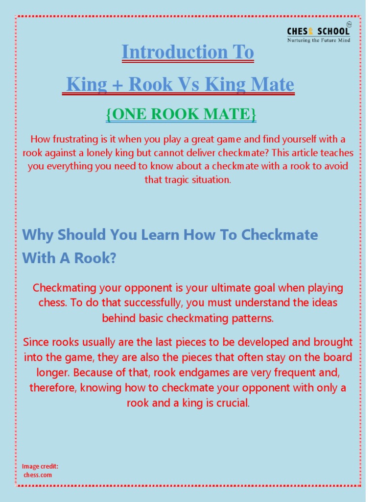 Checkmate With Rook | PDF | Competitive Games | Traditional Games