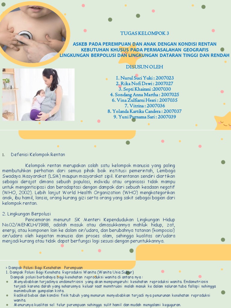 Tugas PPT Kelompok 3 Askeb Perempuan Dan Anak Kondisi Rentan | PDF