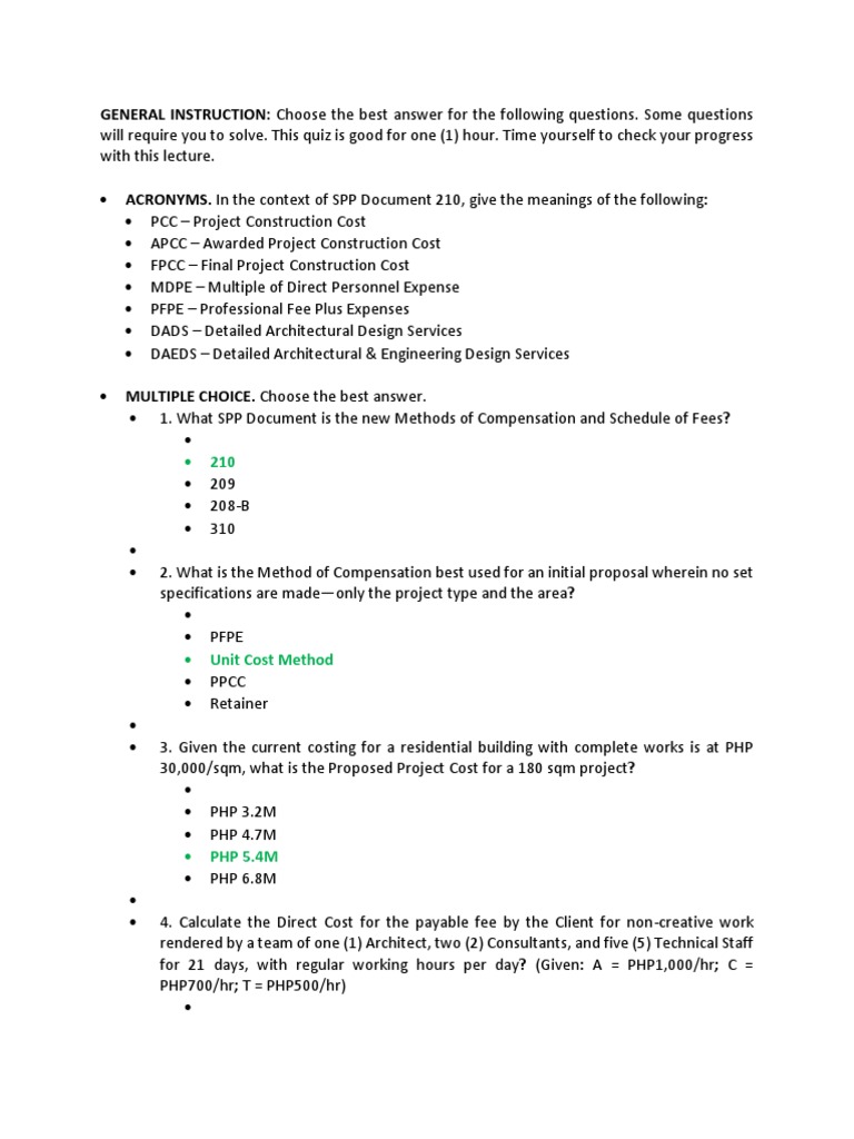 GENERAL INSTRUCTION: Choose The Best Answer For The Following Questions ...