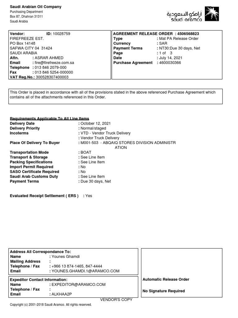 Purchasing Department Box 87, Dhahran 31311 Saudi Arabia | PDF | Trade | Economies
