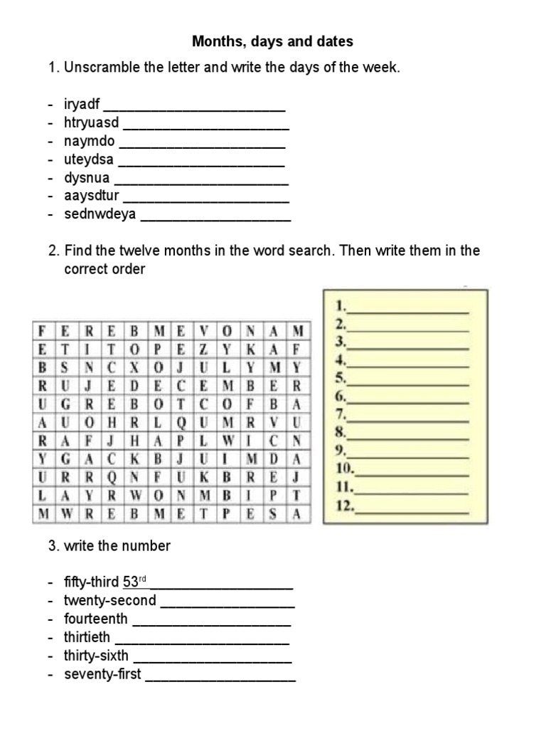 Days, Months, and Dates Activity Guide | PDF