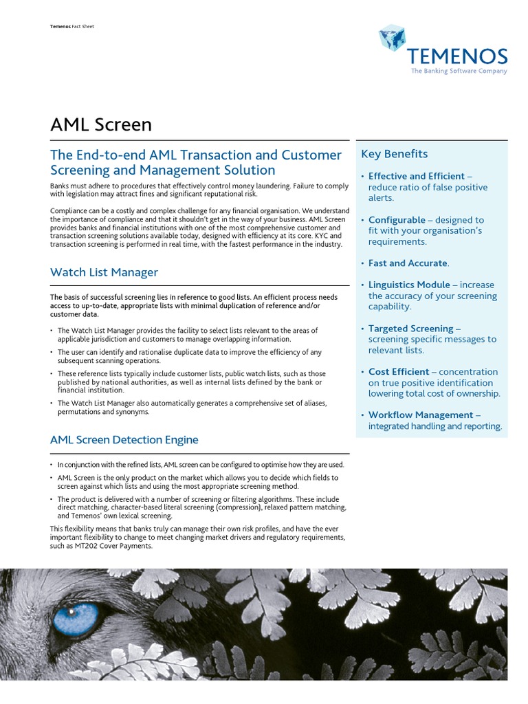 AML Screen: The End-To-End AML Transaction and Customer Screening and ...