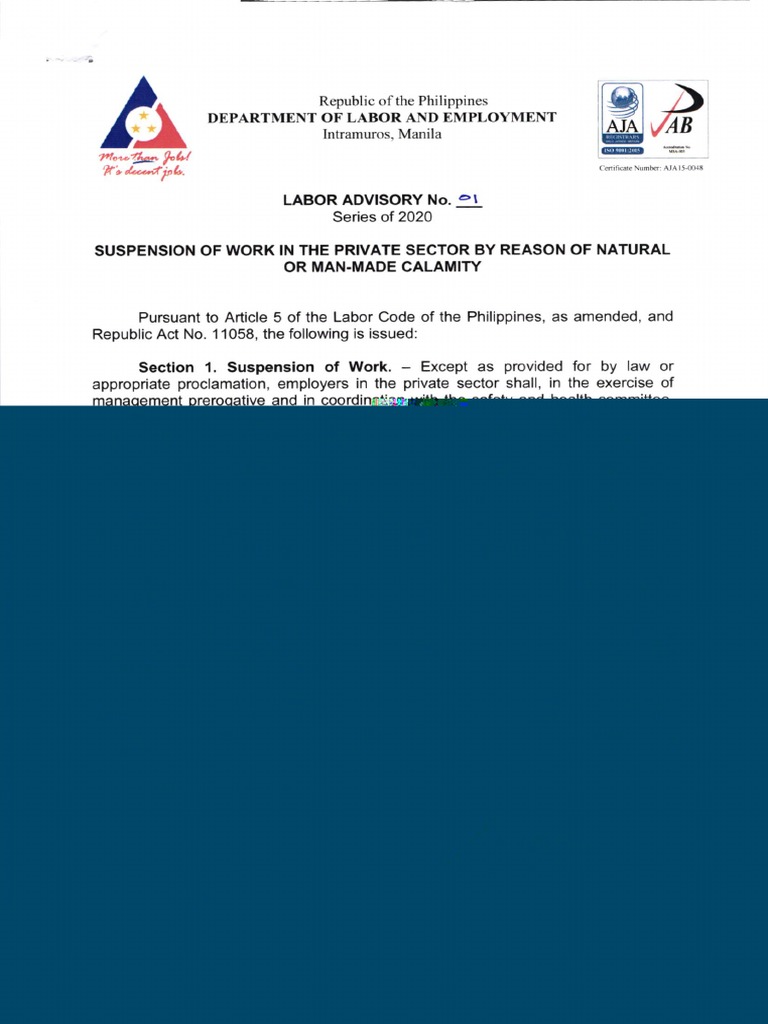 Labor Advisory No 01 Series of 2020001 | PDF | Employment | United ... Labor Advisory No 01 Series of 2020001 | PDF | Employment | United ...