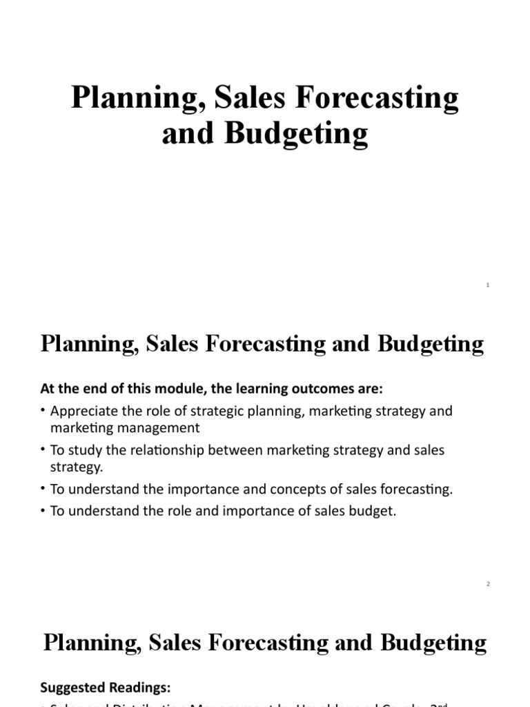 Planning Forecasting And Budgeting Pdf Marketing Forecasting