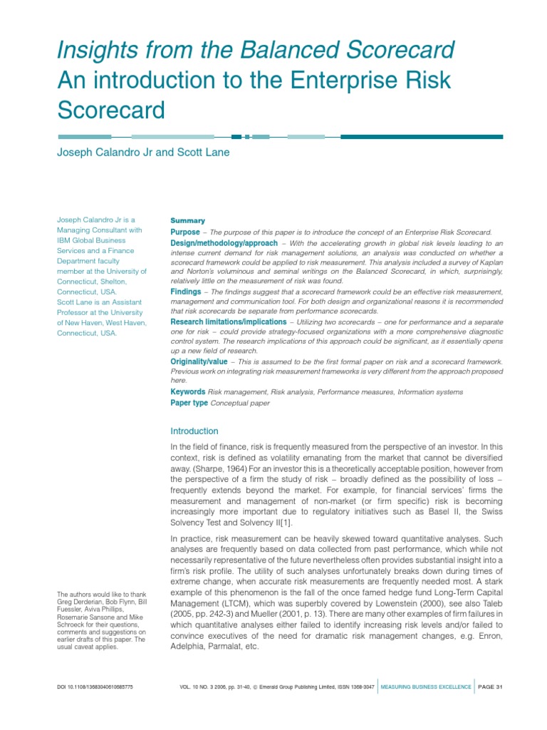 Insights From The Balanced Scorecard An Introduction To The Enterprise ...