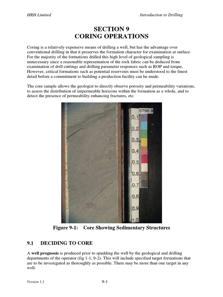 Obtaining Reservoir Core Samples: Procedures for Identifying Potential ...