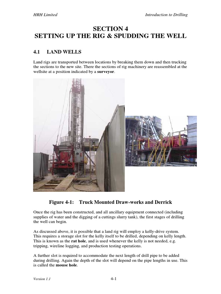 Section04 - Setting Up The Rig & Spudding The Well | PDF | Drilling Rig | Anchor