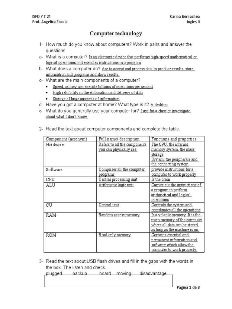 Computer Technology INGLES II | PDF | Computer Data Storage | Usb Flash ...