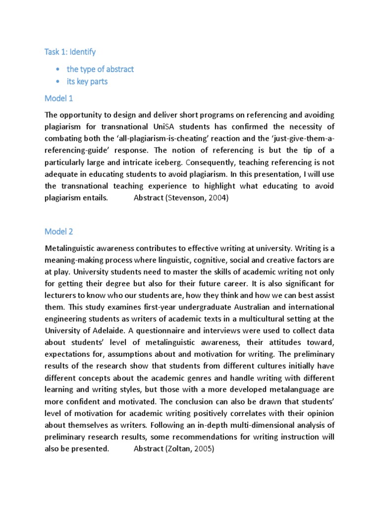 Analysisng Sample Abstracts | PDF | Career & Growth | Language Arts ...