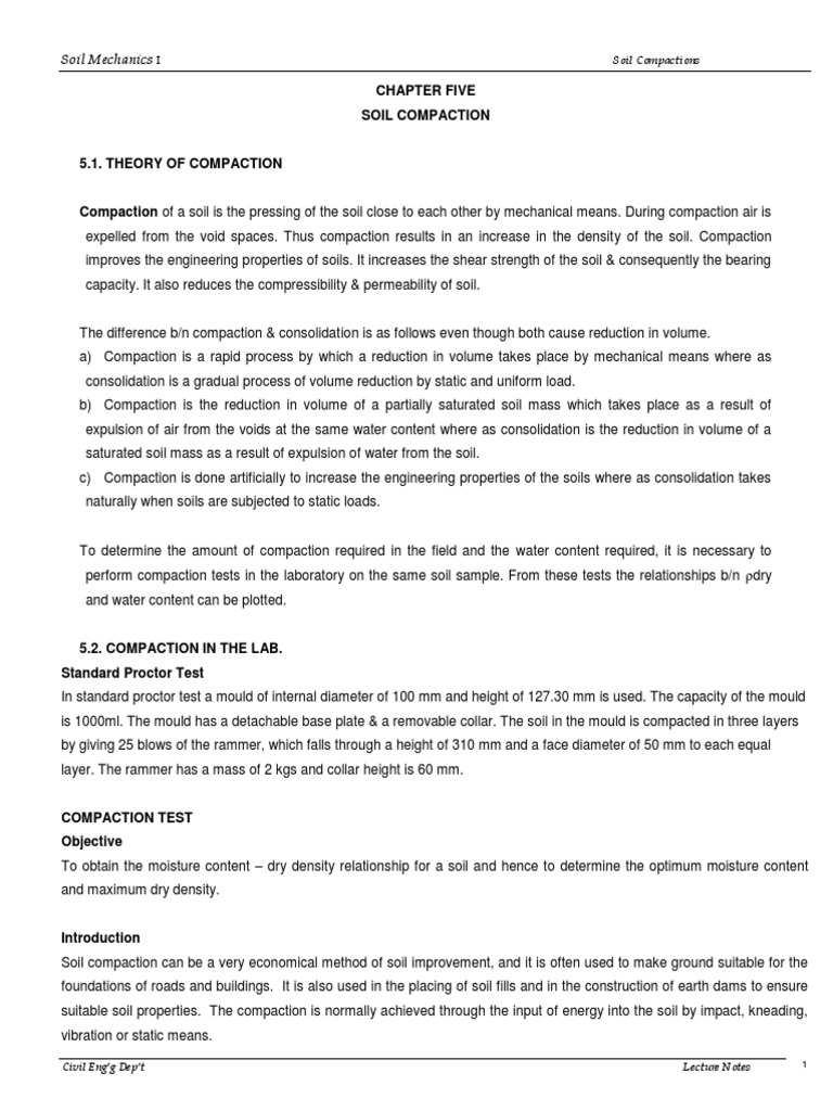 Soil Compaction Lecture Notes | PDF | Fly Ash | Soil