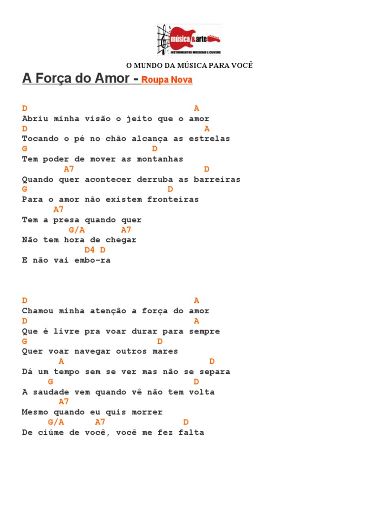 A Força Do Amor - Roupa Nova - D | PDF