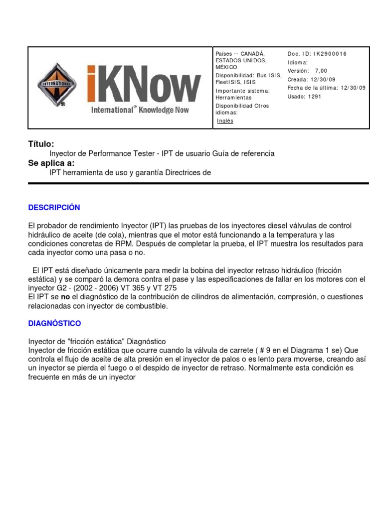 Ipt Tools Ik2900016 | PDF | Inyección de combustible | USB