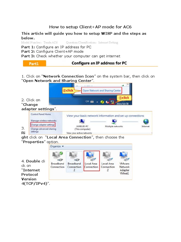AC6-How To Setup Client+AP Mode | PDF | Router (Computing) | Ip Address
