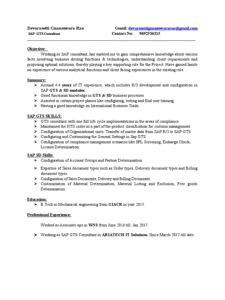 Devarasetti Ganeswara Rao | PDF | Consultant | Information Technology ...