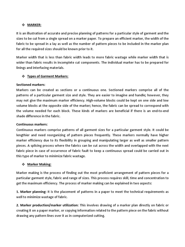 Marker Making | PDF | Clothing | Textiles