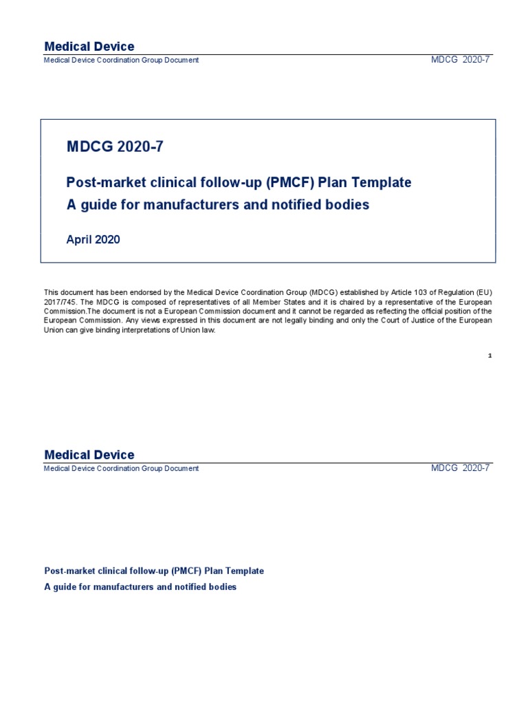 PMCF Plan Template for Medical Devices | PDF | Medical Device | Evaluation