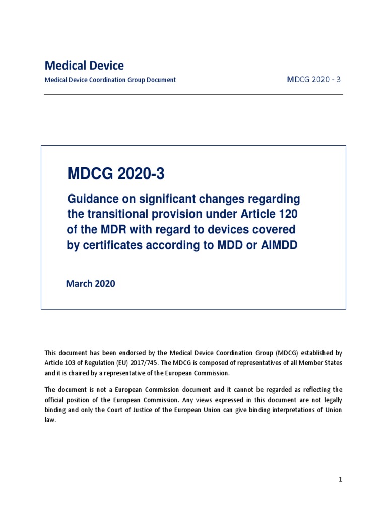 MDCG 2020-3: Significant Change Guidance | PDF | Medical Device ...