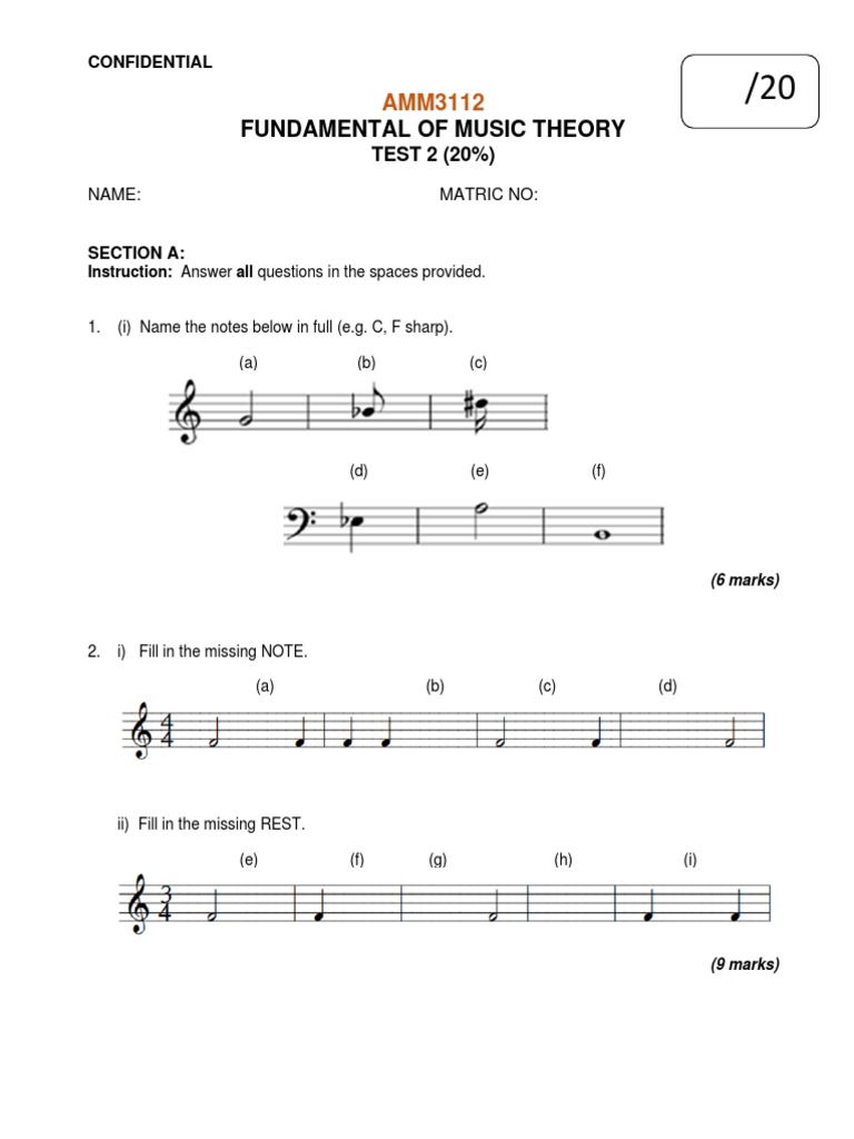 Fundamental of Music Theory: TEST 2 (20%) | PDF | Interval (Music ...