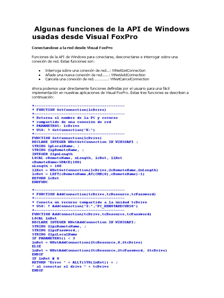 Algunas Funciones de La API de Windows Usadas Desde Visual FoxPro | PDF ...