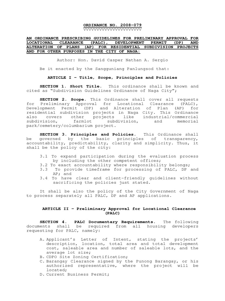 Ordinance For Development Permit and Locational Clearance | PDF | Storm ...