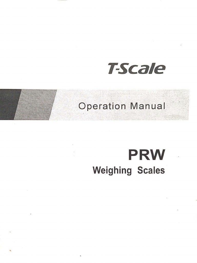 PRW Series Weighing Scales Operation Manual: A Guide to Basic Functions ...