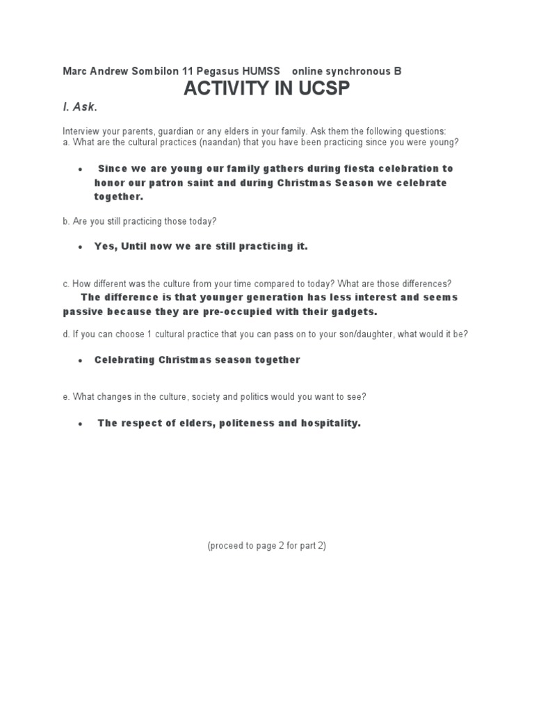 Activity in Ucsp | PDF | Human Nature