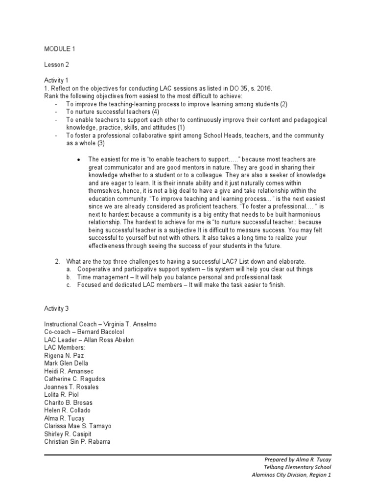 Module 1 Lesson 2 | PDF | Teachers | Mentorship