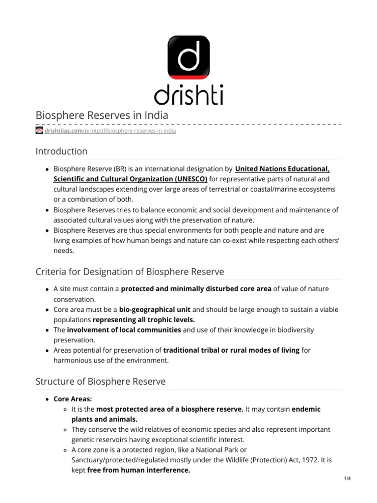 Biosphere Reserves in India: Scientific and Cultural Organization ...